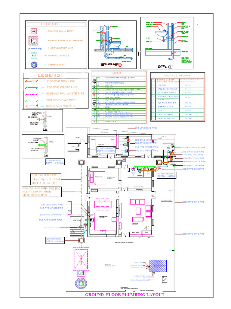 GROUND FLOOR PLUMBING LAYOUT - 3-2-25-Model (1) | PDF | Toilet | Hygiene