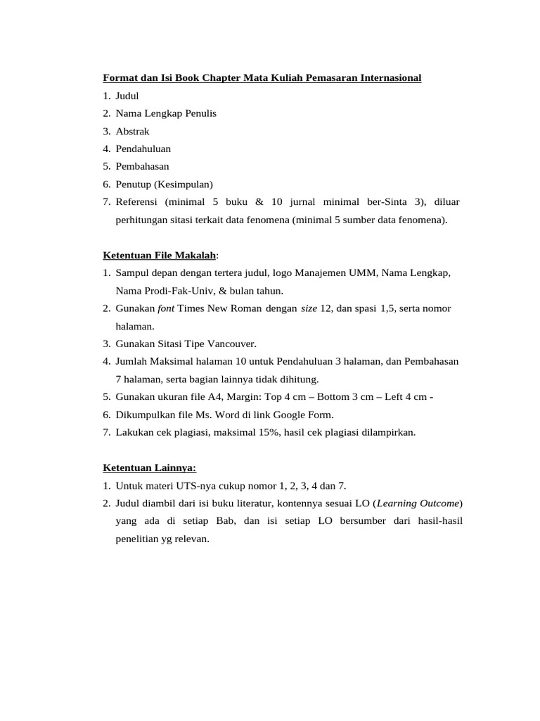 Template Penugasan MK Pemasaran Internasional (Genap 2024-2025) | PDF
