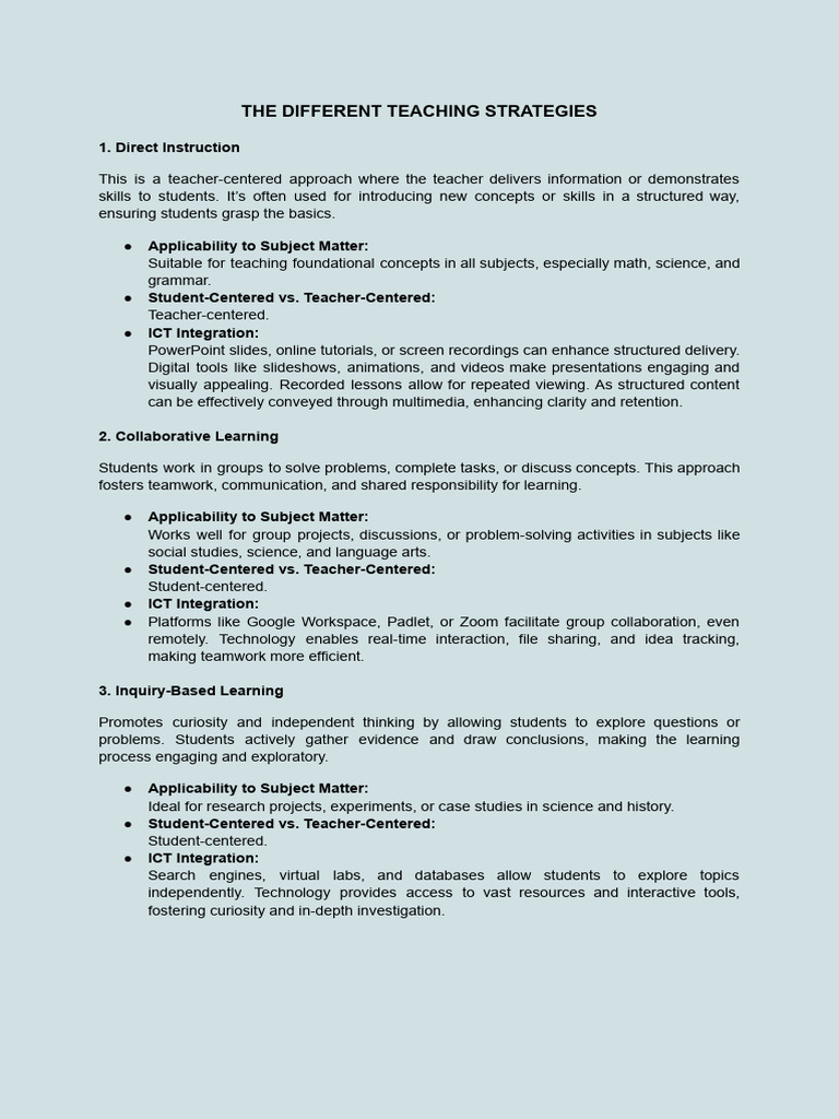 Effective Teaching Strategies Overview | PDF | Educational Technology ...