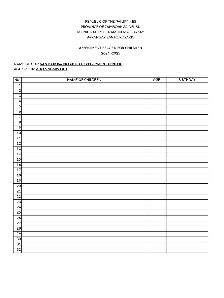 ASSESSMENT RECORD | PDF
