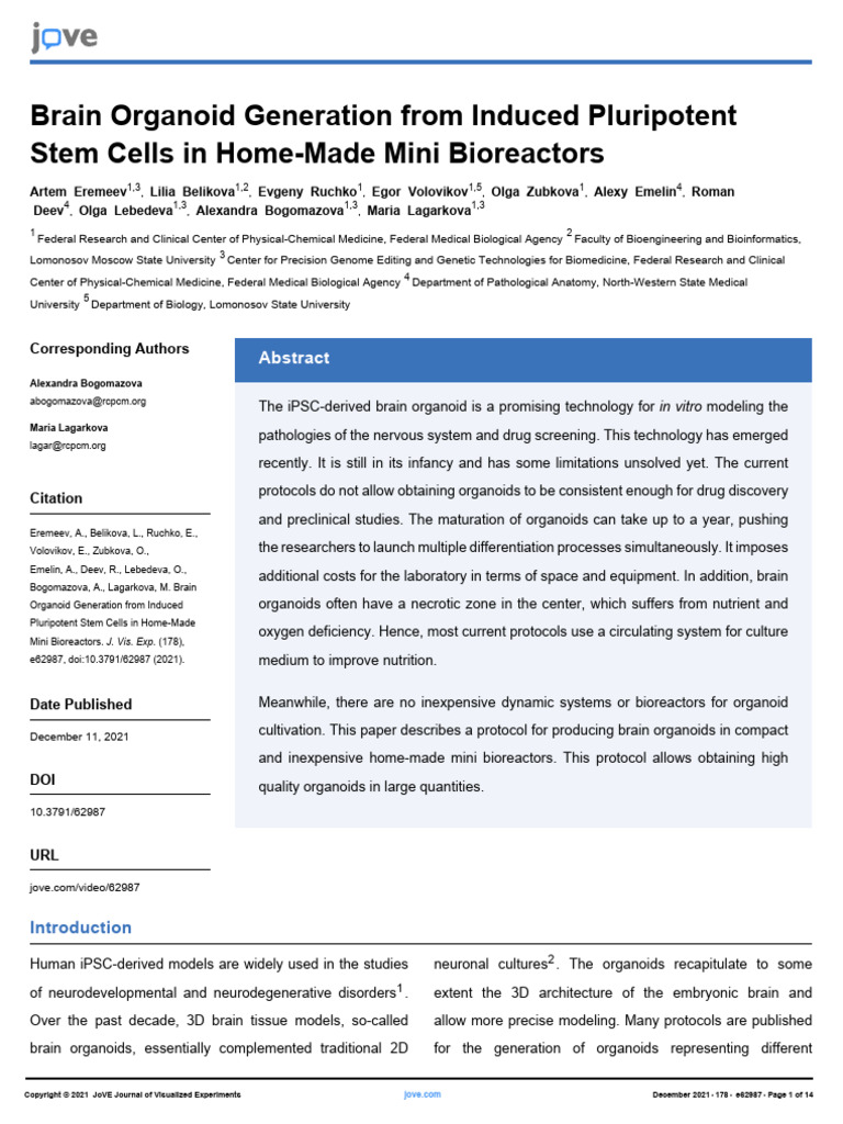 jove-protocol-62987-brain-organoid-generation-from-induced-pluripotent-stem-cells-home | PDF ...