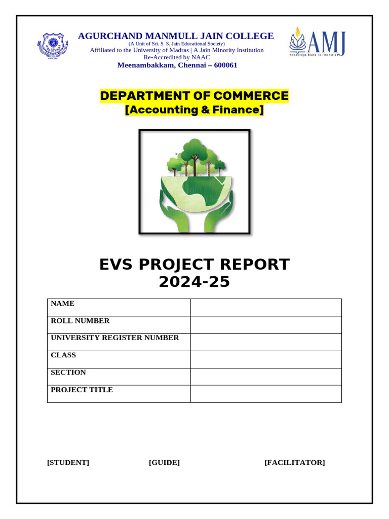 EVS Project Report 2024-25: Jain College | PDF