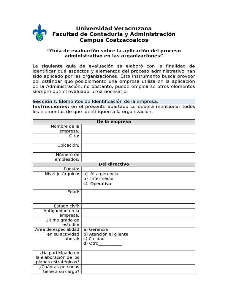 Instrumento para Identificar El Proceso Administrativo | PDF | Business ...