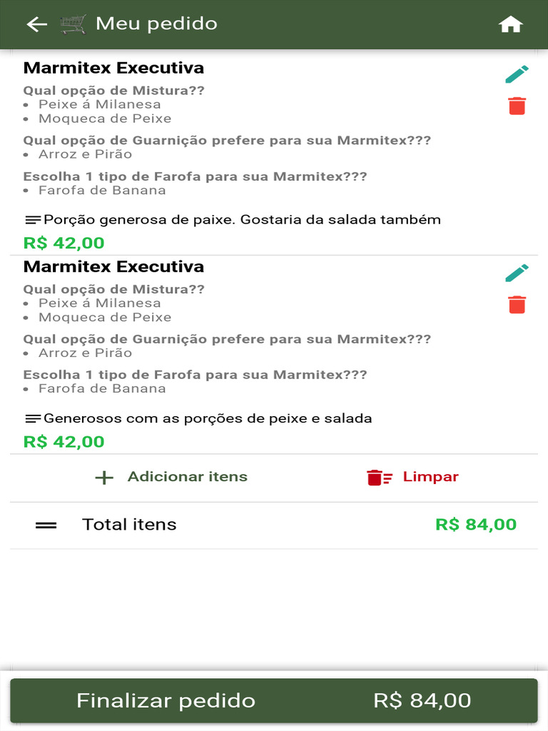 Marmitex Executiva: Opções de Peixe | PDF