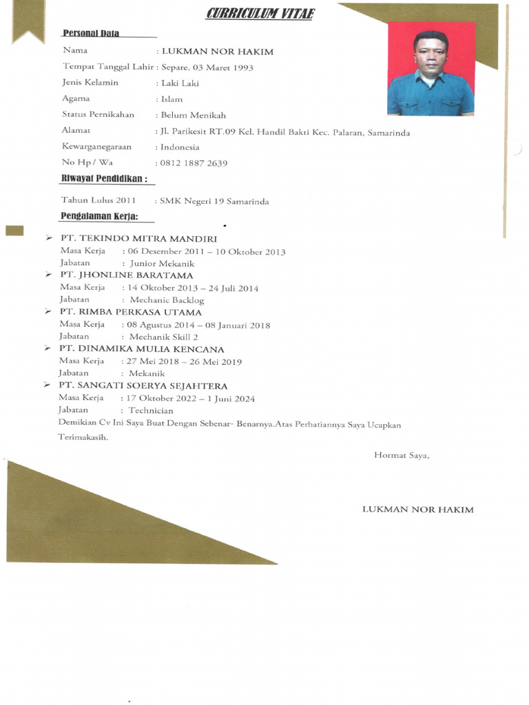 CV Lukman Nor Hakim | PDF