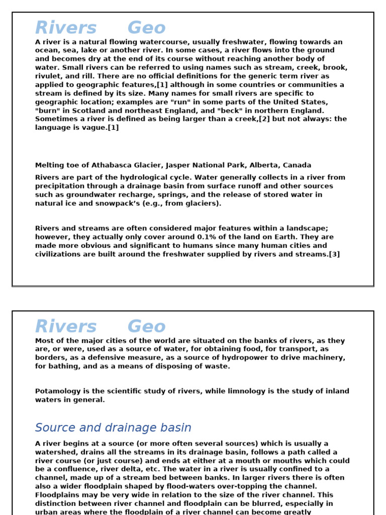 Understanding Rivers: Types and Features | PDF | Stream | River