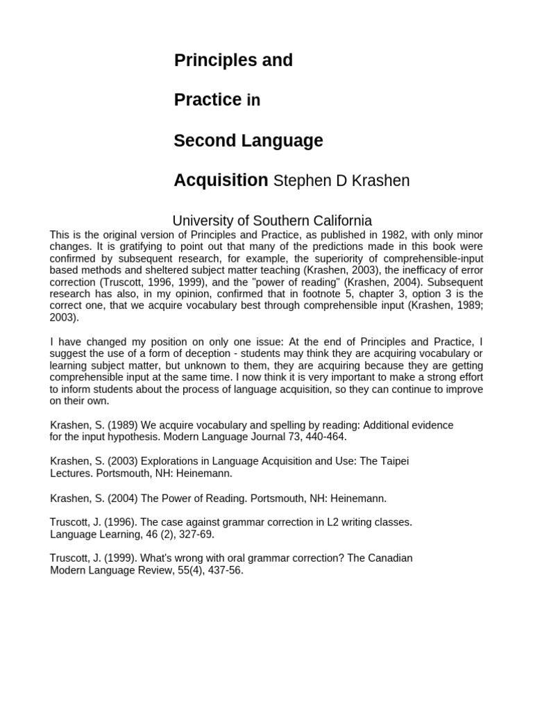 KRASHEN Principles - and - Practice 1 44 | PDF | Second Language ...