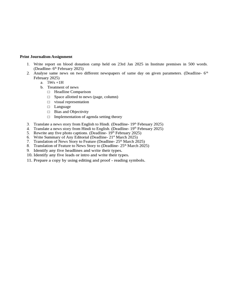 Print Journalism Assignment | PDF