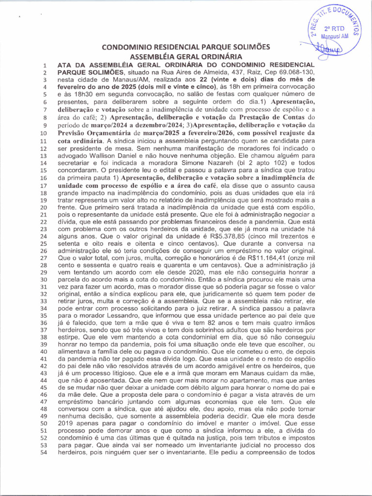 Registro de Ato em Manaus - R$ 764,99 | PDF