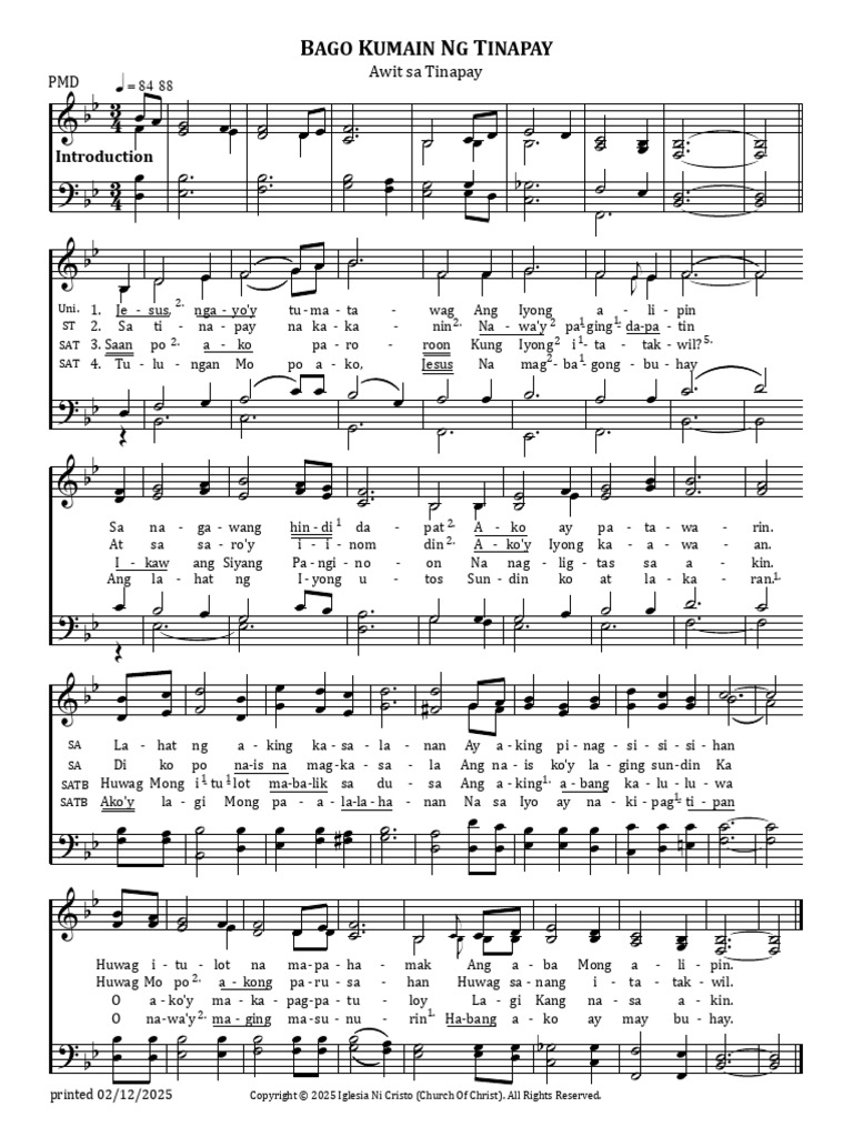 Awit Sa Tinapay | PDF