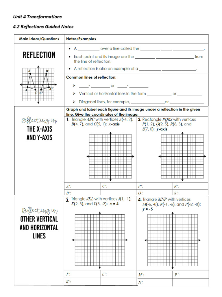 4.2 Reflections Notes | PDF