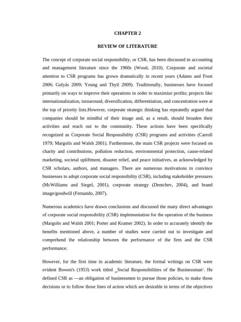 Chapter 2 Literature Review | PDF | Corporate Social Responsibility ...