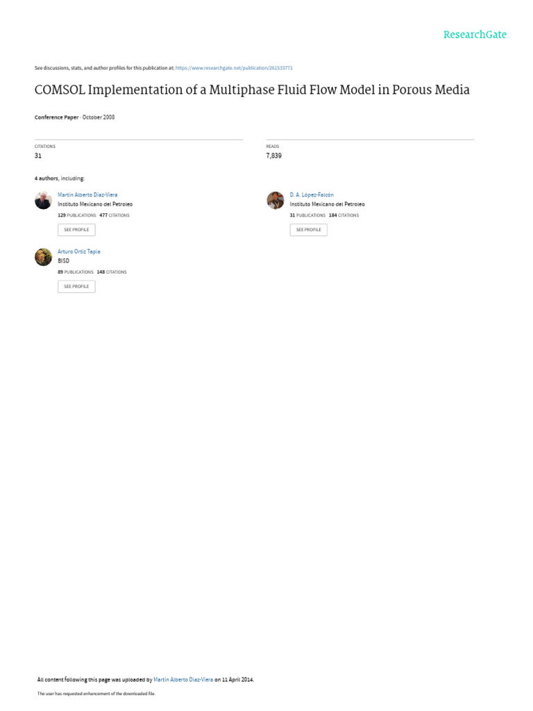 COMSOLImplementationofa Multiphase Fluid Flow Modelin Porous Media ...