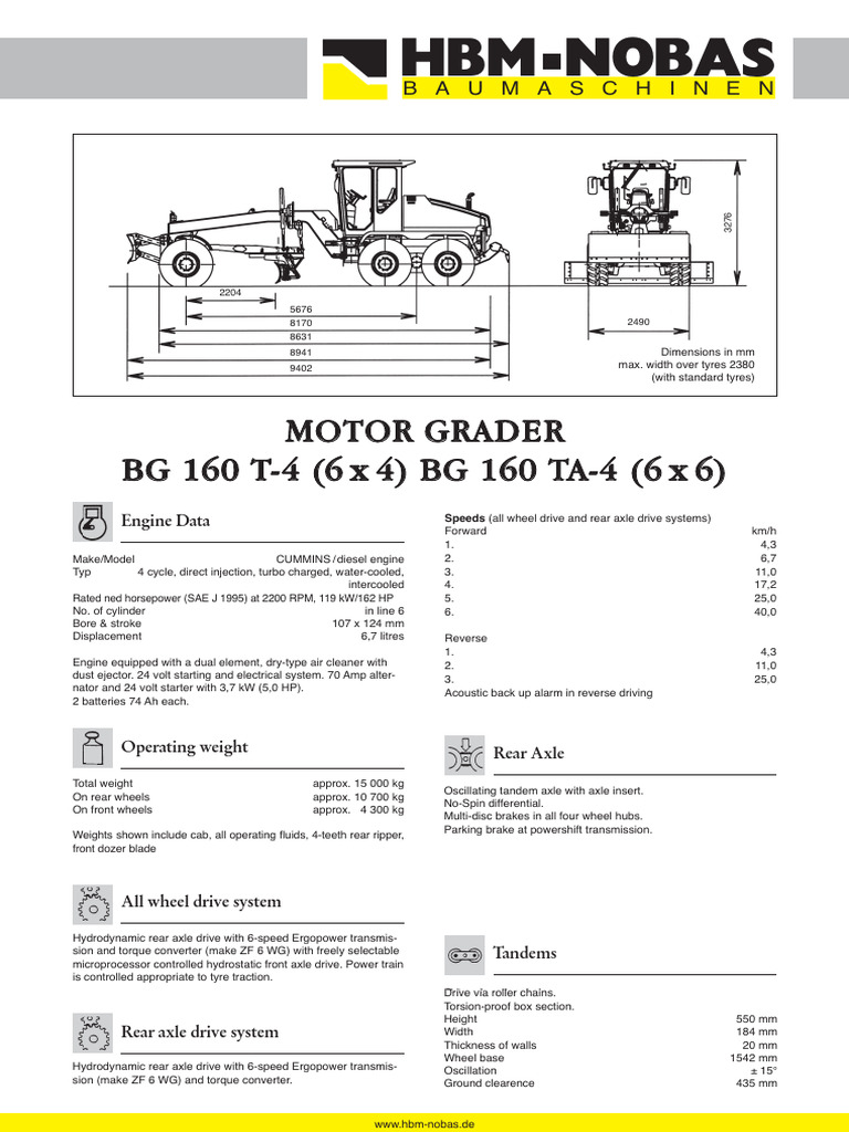 HBM BG160TA-4 Specifications | PDF | Axle | Horsepower