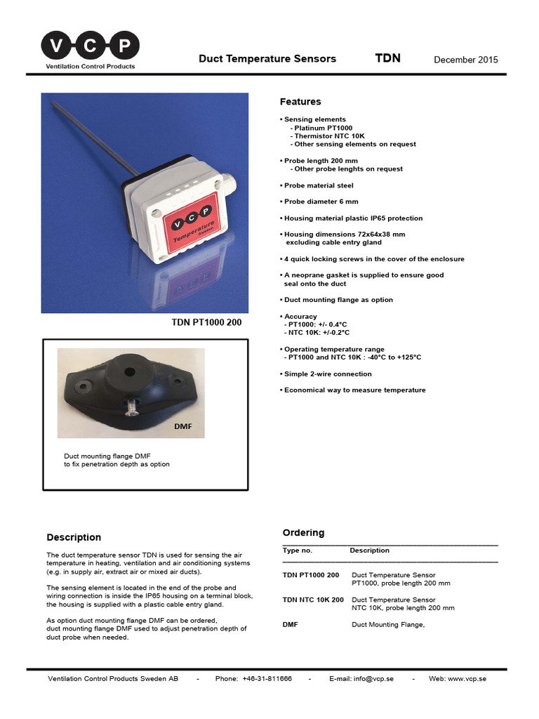 How Duct Temperature Sensors Work | PDF | Duct (Flow) | Tools