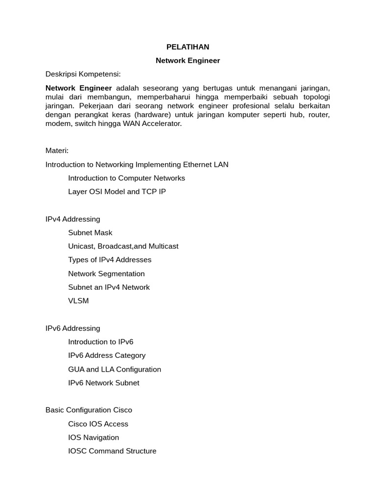 PELATIHAN - Network Engineer | PDF | Computer Network | I Pv6