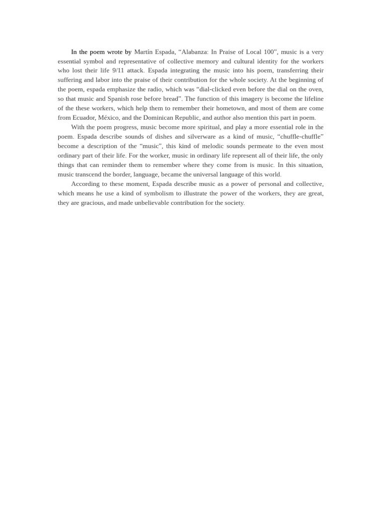 Writing Activity on Martín Espada’s Poem | PDF