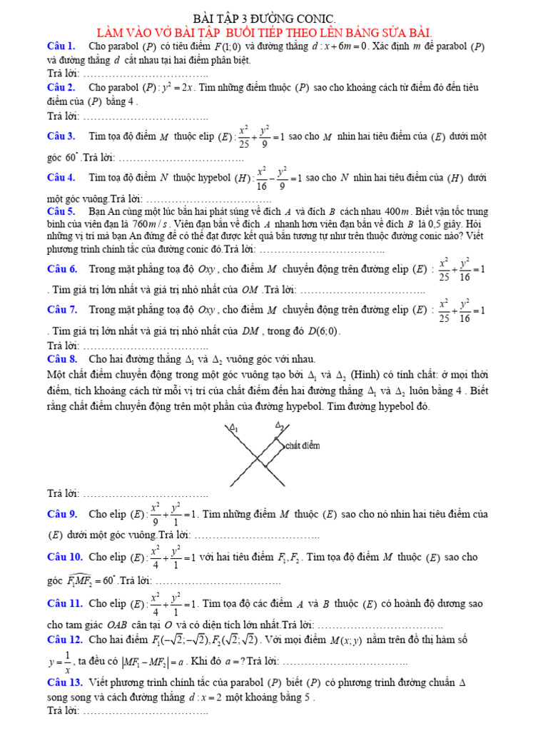 Bai Tap 3 Dương Conic Lop 10T2 | PDF