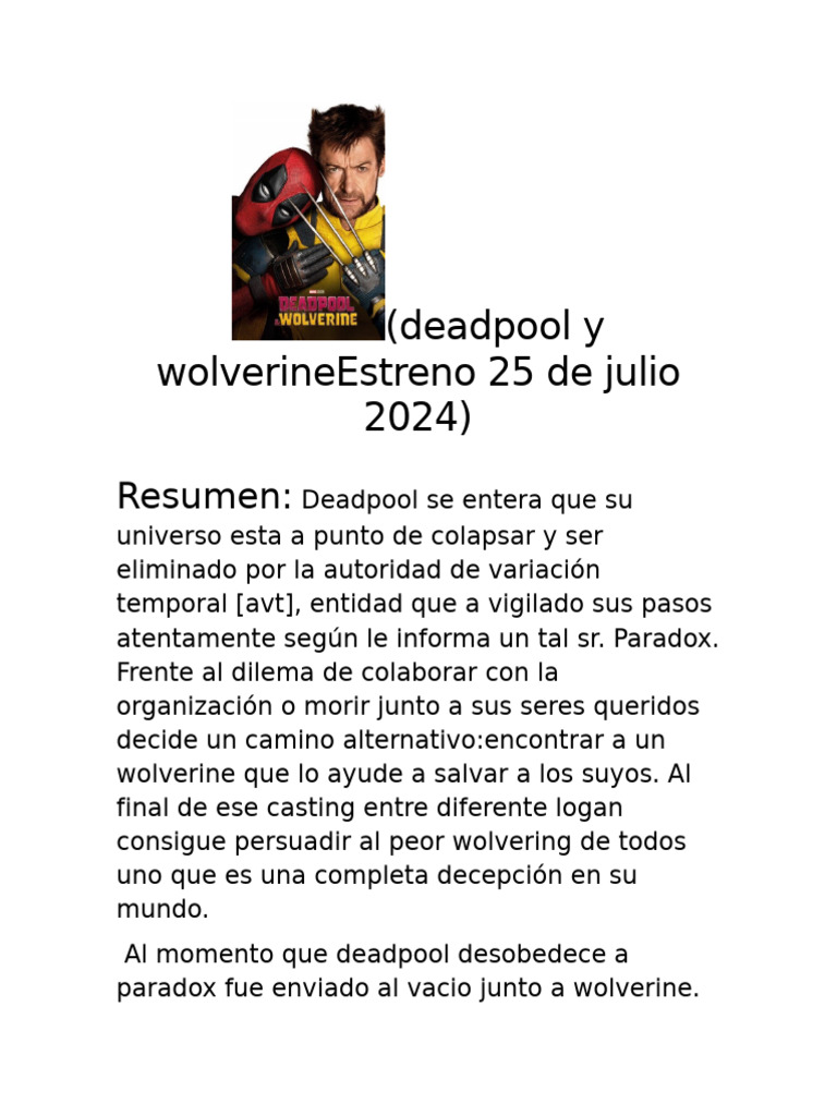 Deadpool y Wolverine: Multiverso en Peligro | PDF