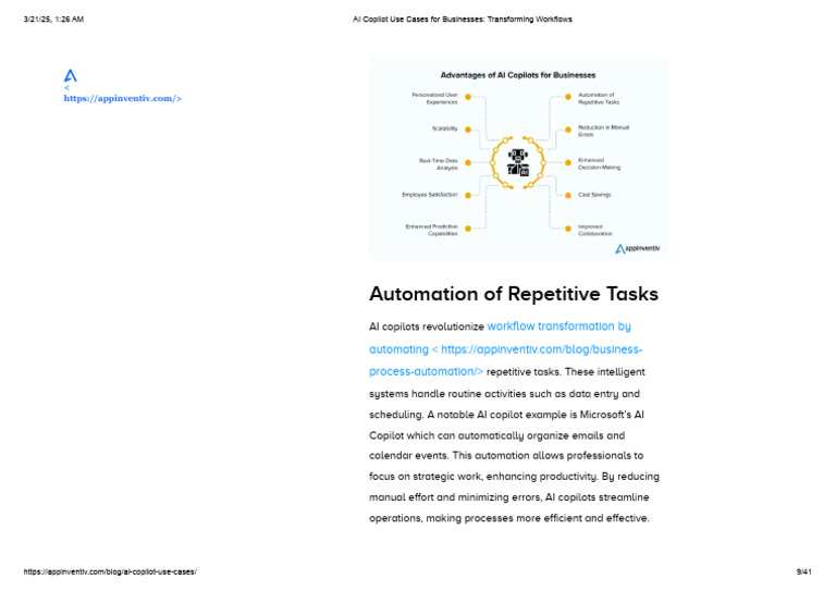 AI Copilot Use Cases in Business Automation | PDF