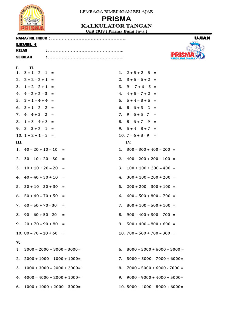 Soal Ujian Level 1 - 3 | PDF