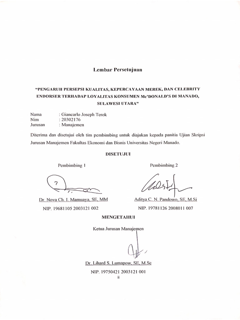 Halaman Pengesahan Skripsi | PDF