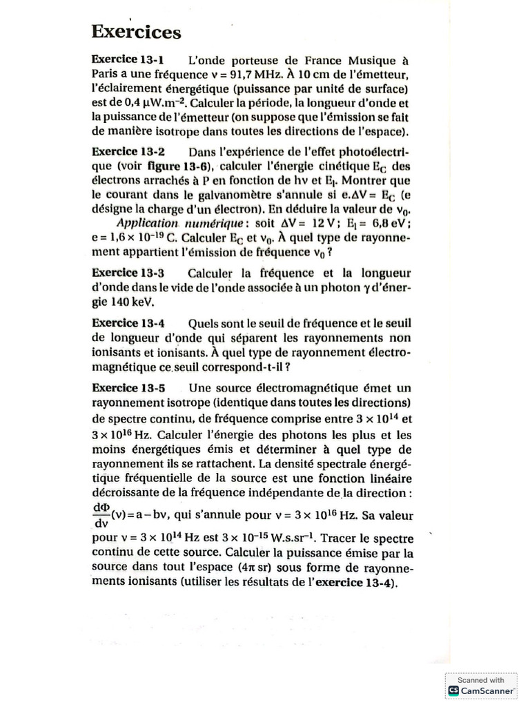 Fiche de TD Radiation | PDF