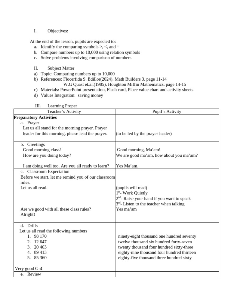 Lesson Plan Math-3 (Detailed 1) | PDF