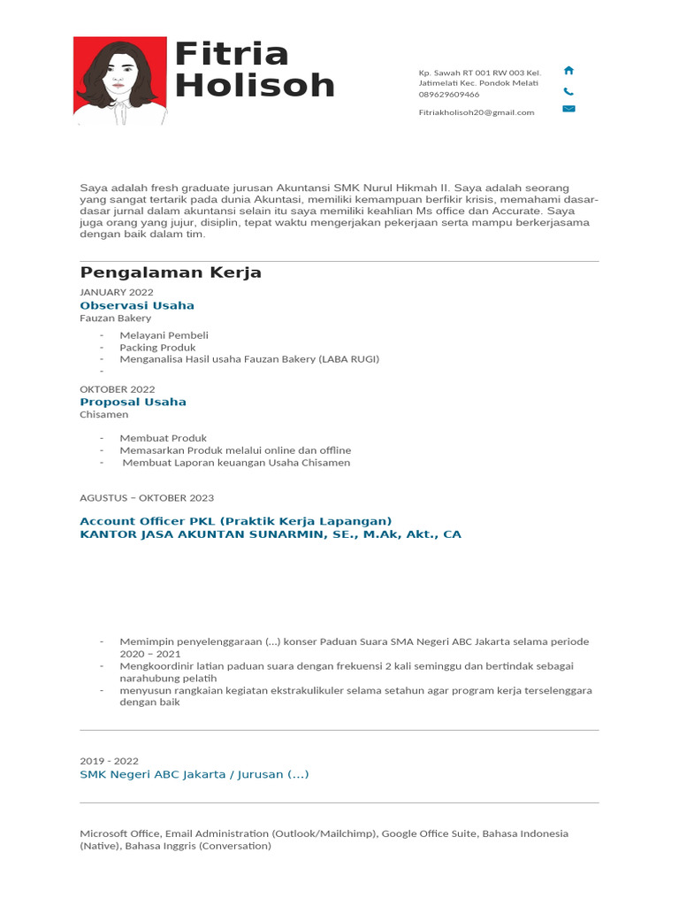 FREE TEMPLATE CV Lulusan SMK by Vina Muliana | PDF