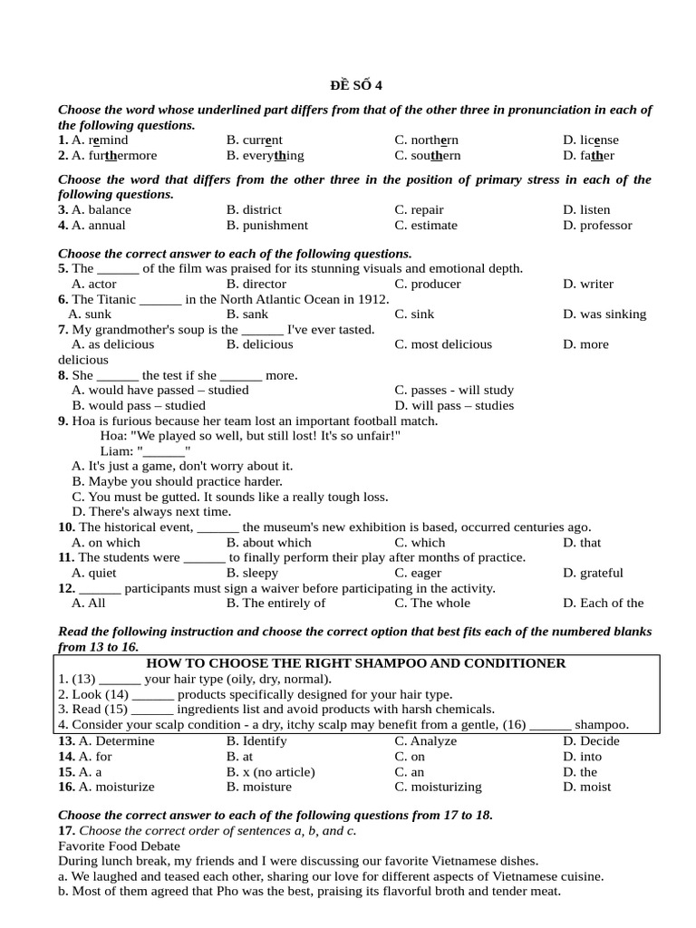 Pronunciation and Grammar Practice Test | PDF | Coral | Coral Reef