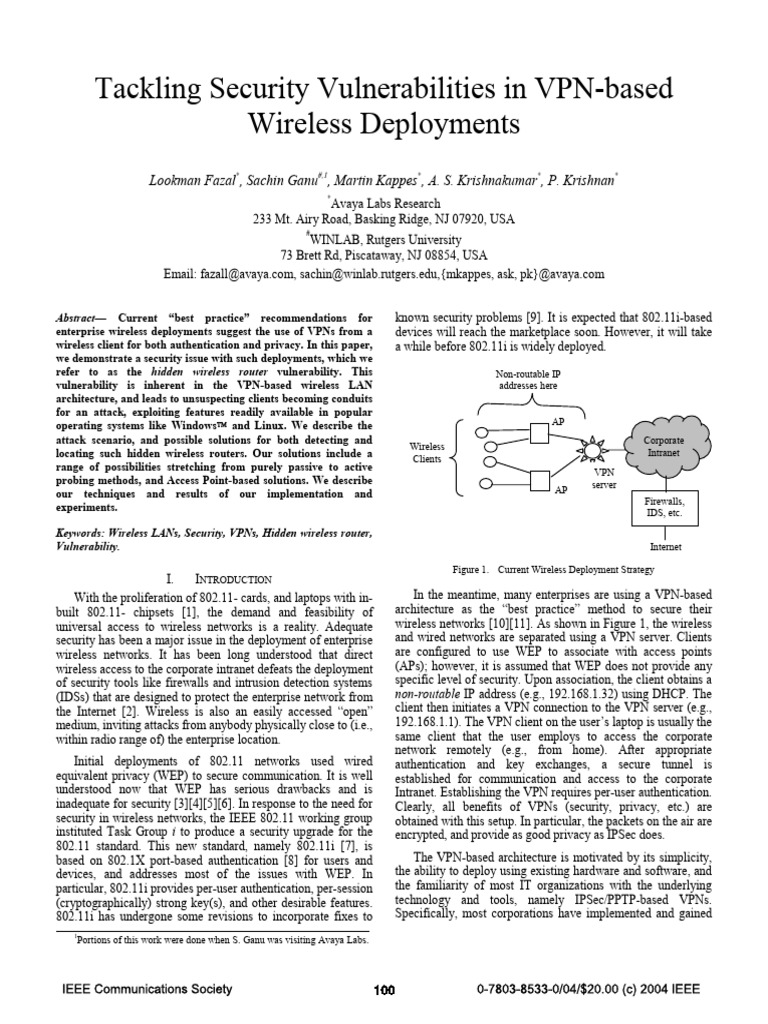 Tackling Security Vulnerabilities in VPN-based | PDF | Computer Network ...