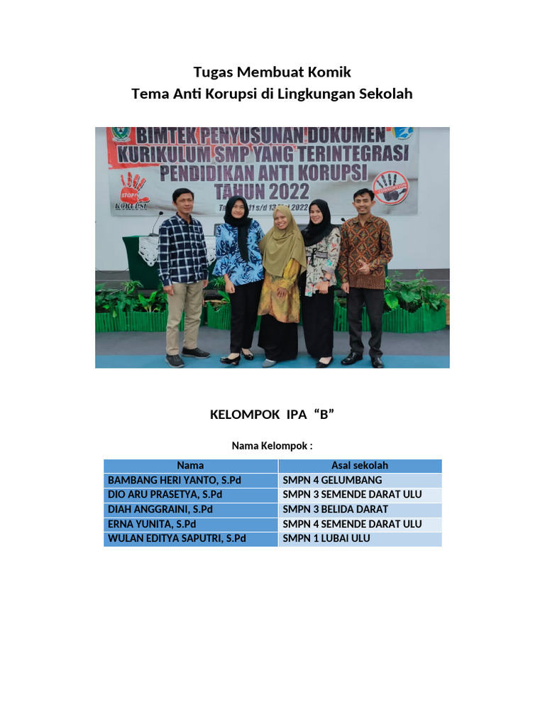 Komik Gratifikasi Kelompok Ipa B | PDF