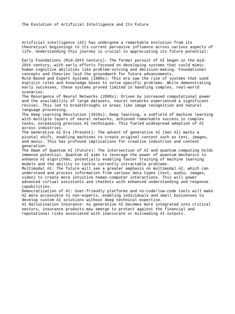 The Evolution of AI & its Future | PDF | Artificial Intelligence ...