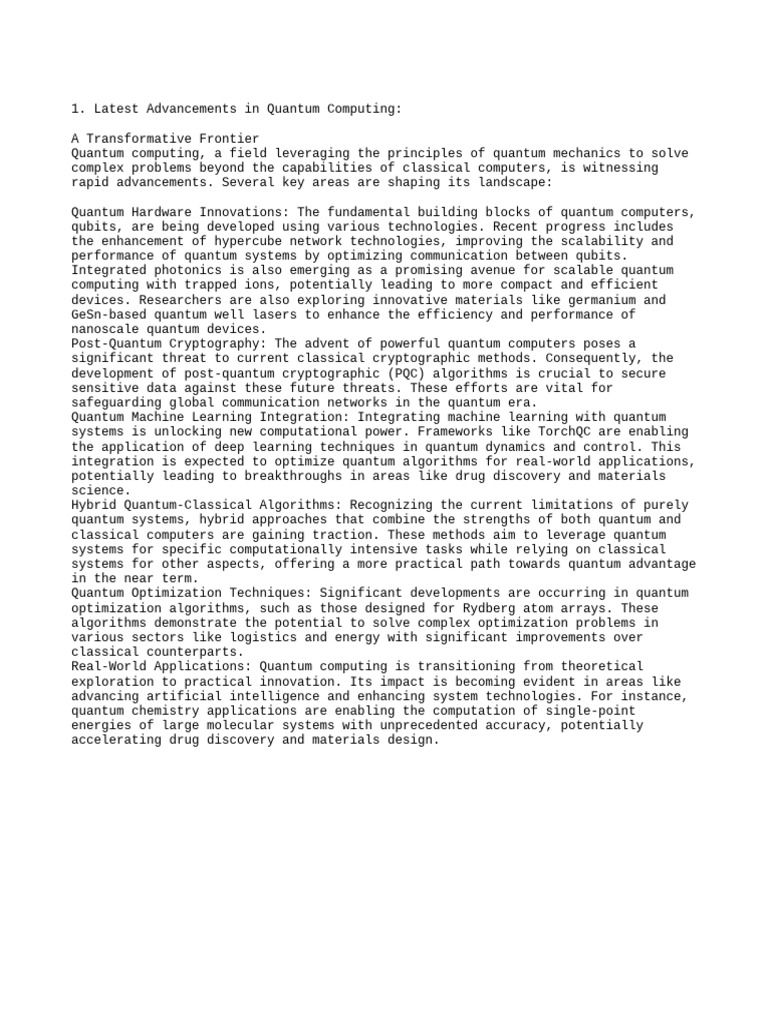 Advancement in Quantum Computing | PDF | Quantum Computing | Computing