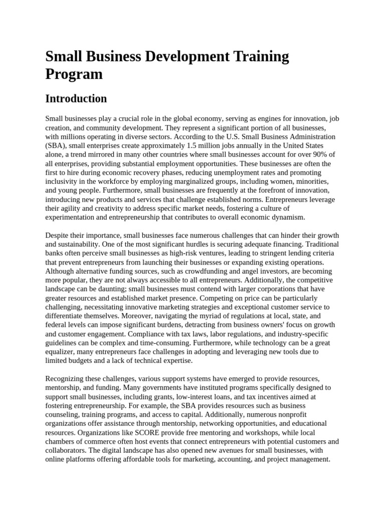 Small Business Development Training - Docx Commented | PDF ...