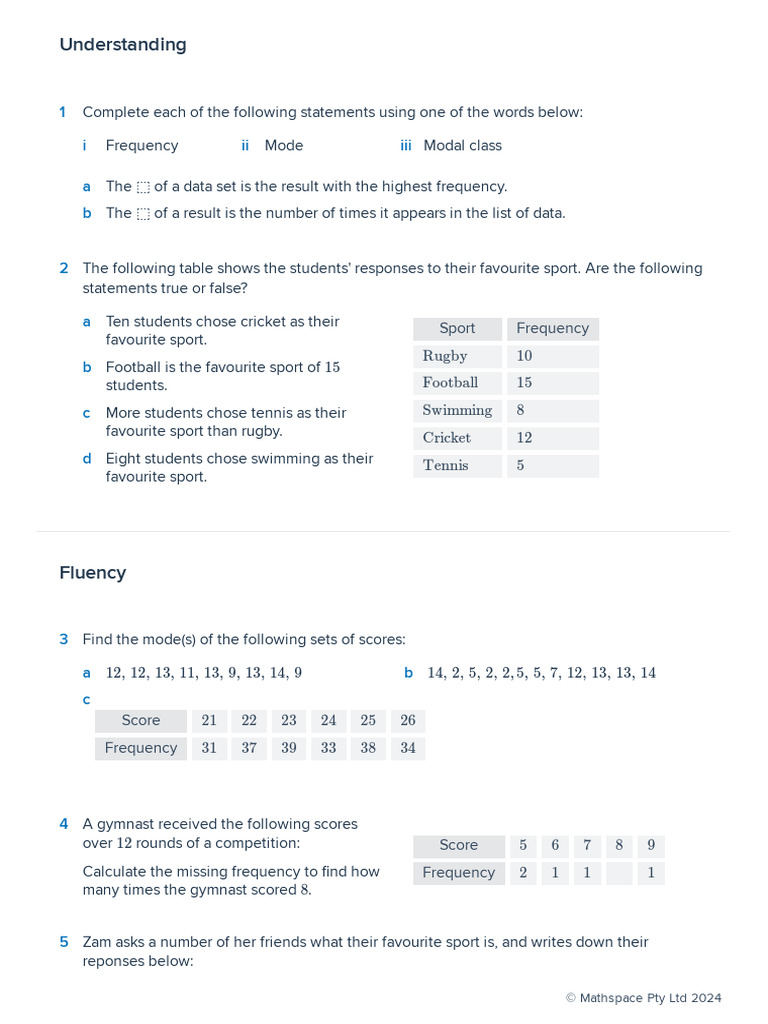 14.02 Frequency Tables - Worksheet | PDF