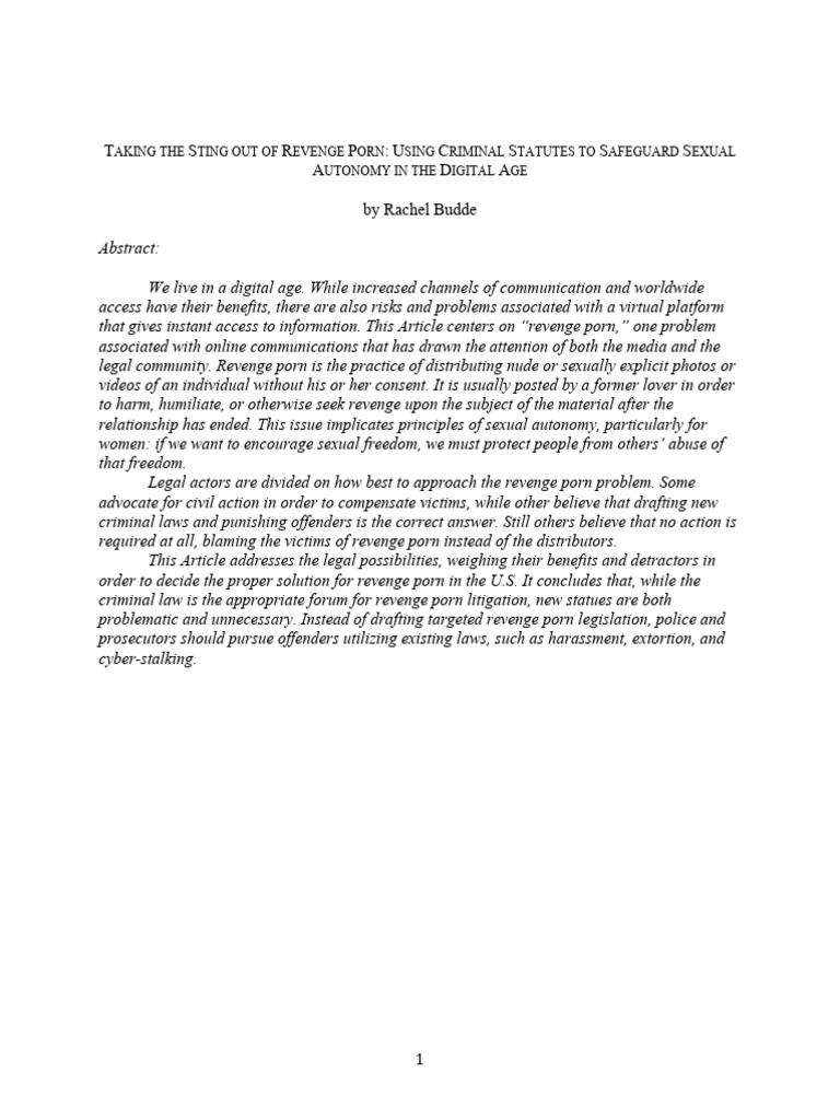 Combatting Revenge Porn Legally | PDF