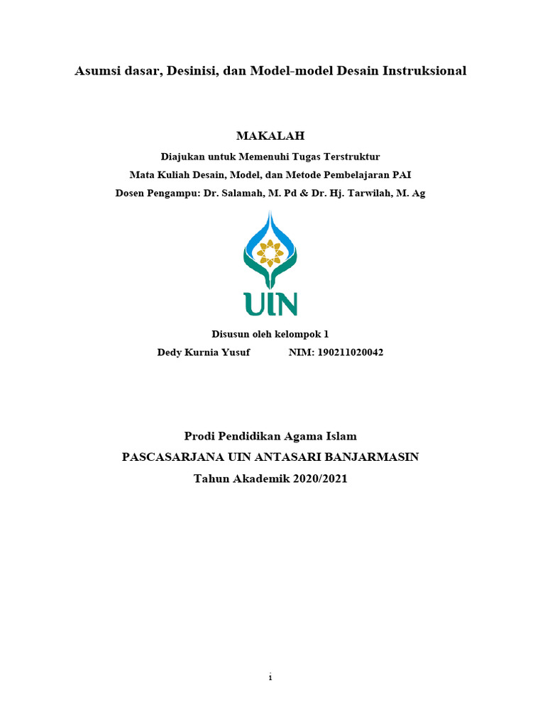 Makalah Asumsi Dasar, Definisi Dan Model Desain | PDF