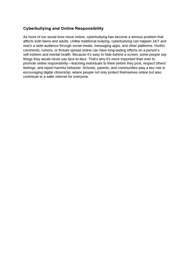 Cyberbullying and Online Responsibility | PDF