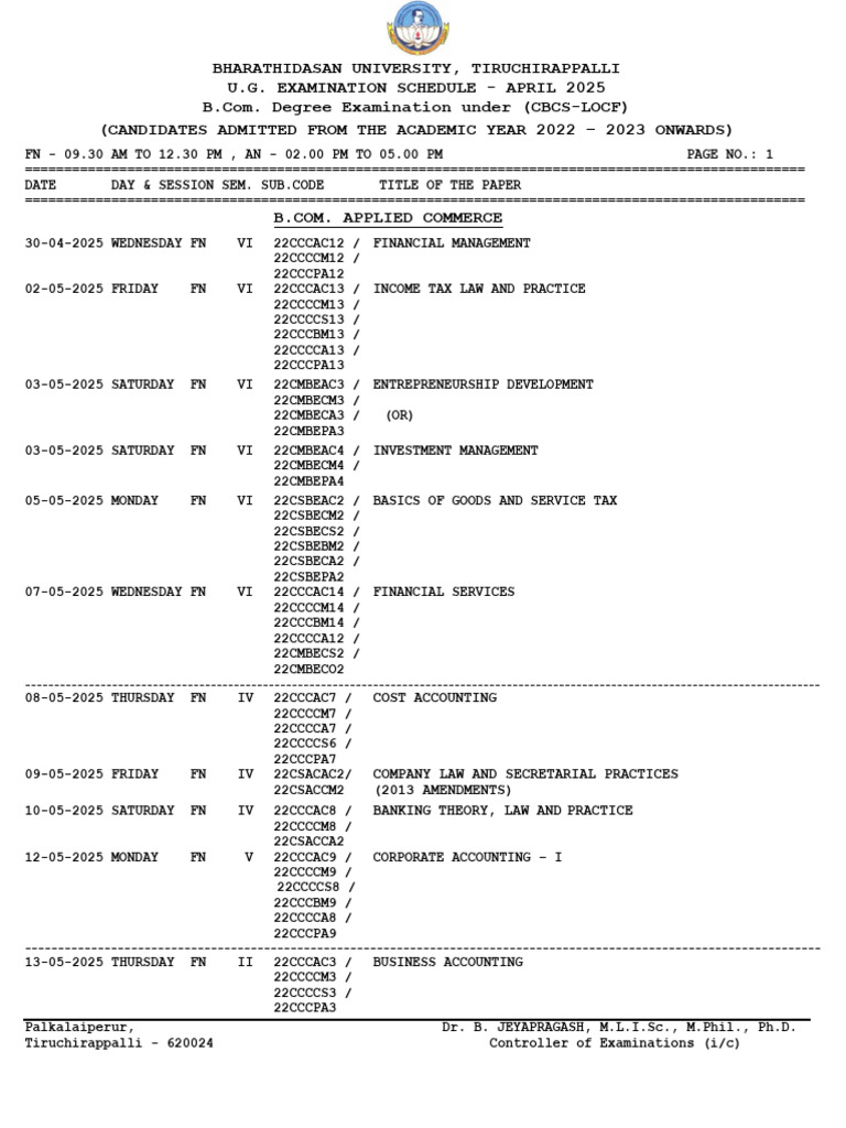 BCOM 2022 April 2025 Revised | PDF | Accounting | Doctor Of Philosophy