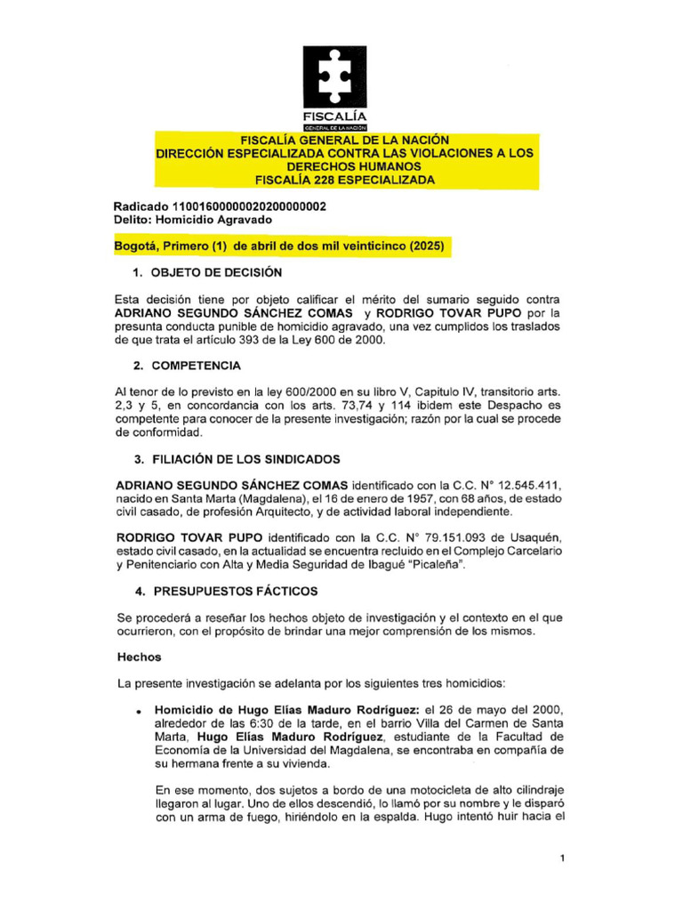 Fiscalía Profiere Resolución de Acusación Contra Alias 'Jorge 40' y ...