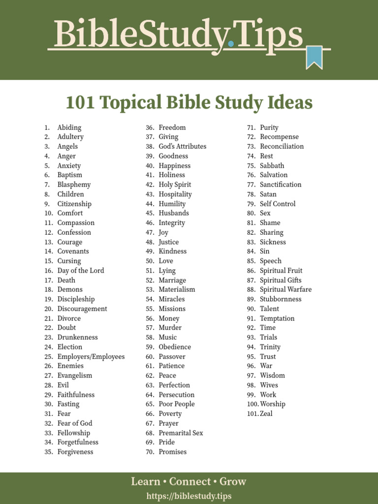 101 Topical Bible Study Ideas | PDF
