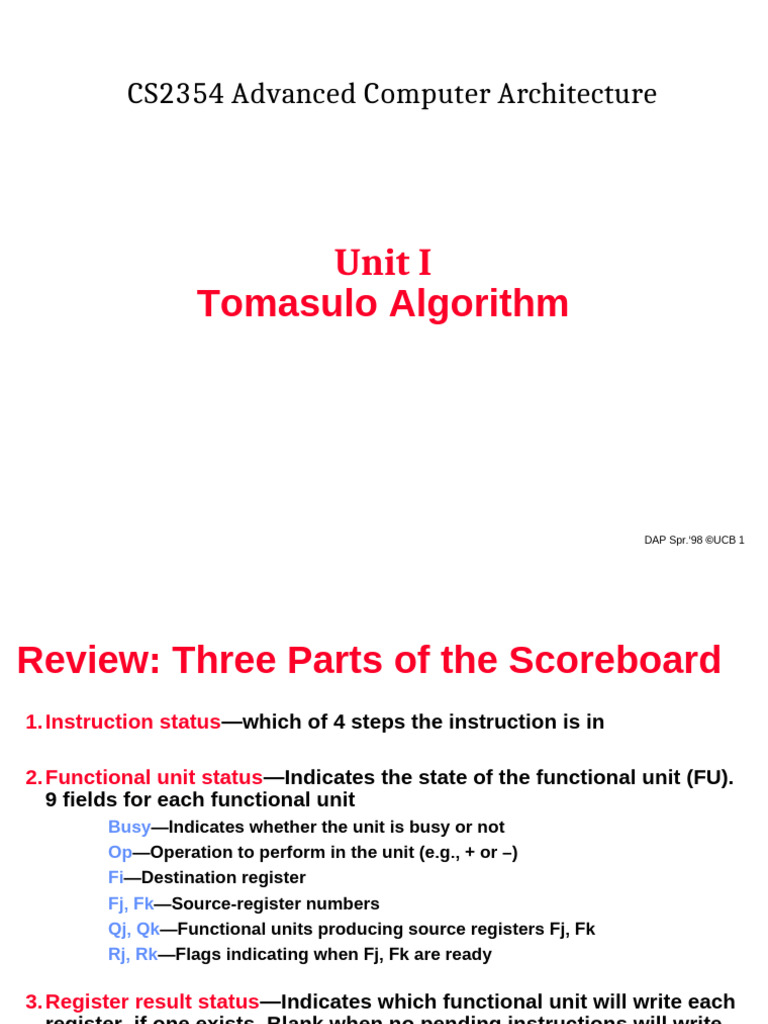 Dynamic Approach Tomosulo Algorithm | PDF | Computer Architecture | Computer Engineering