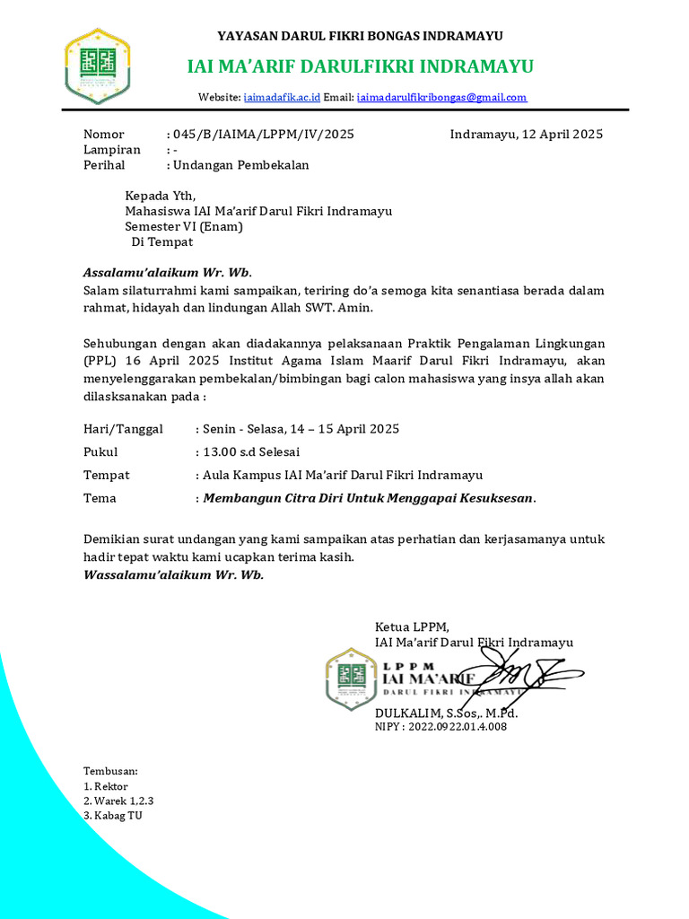 Undangan Bimbingan | PDF