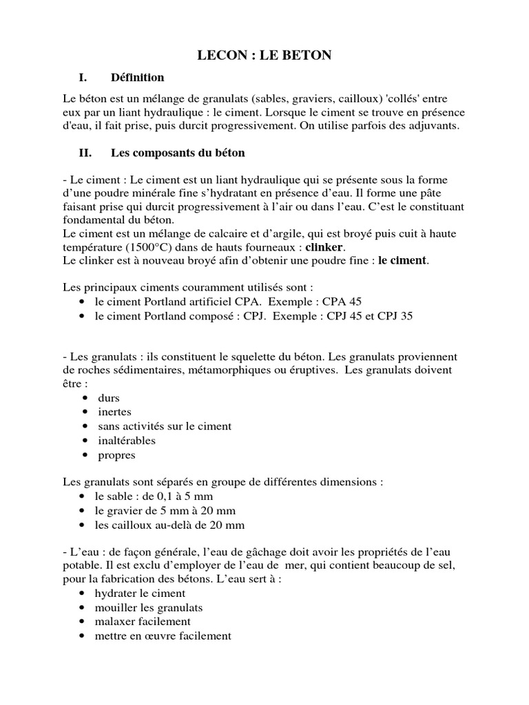 Définition et Dosage du Béton Cyclopéen | PDF | Béton | Ciment