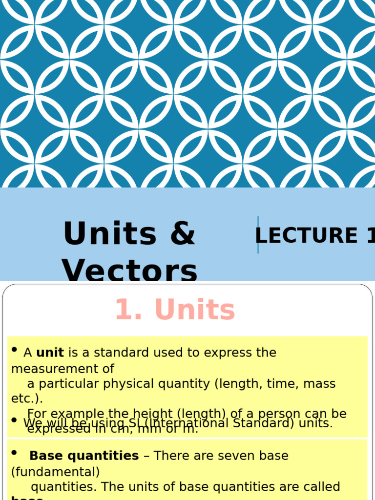 Chapter 1 - Units and Vectors in 2D and 3D - UPDATED 24 FEB | PDF ...