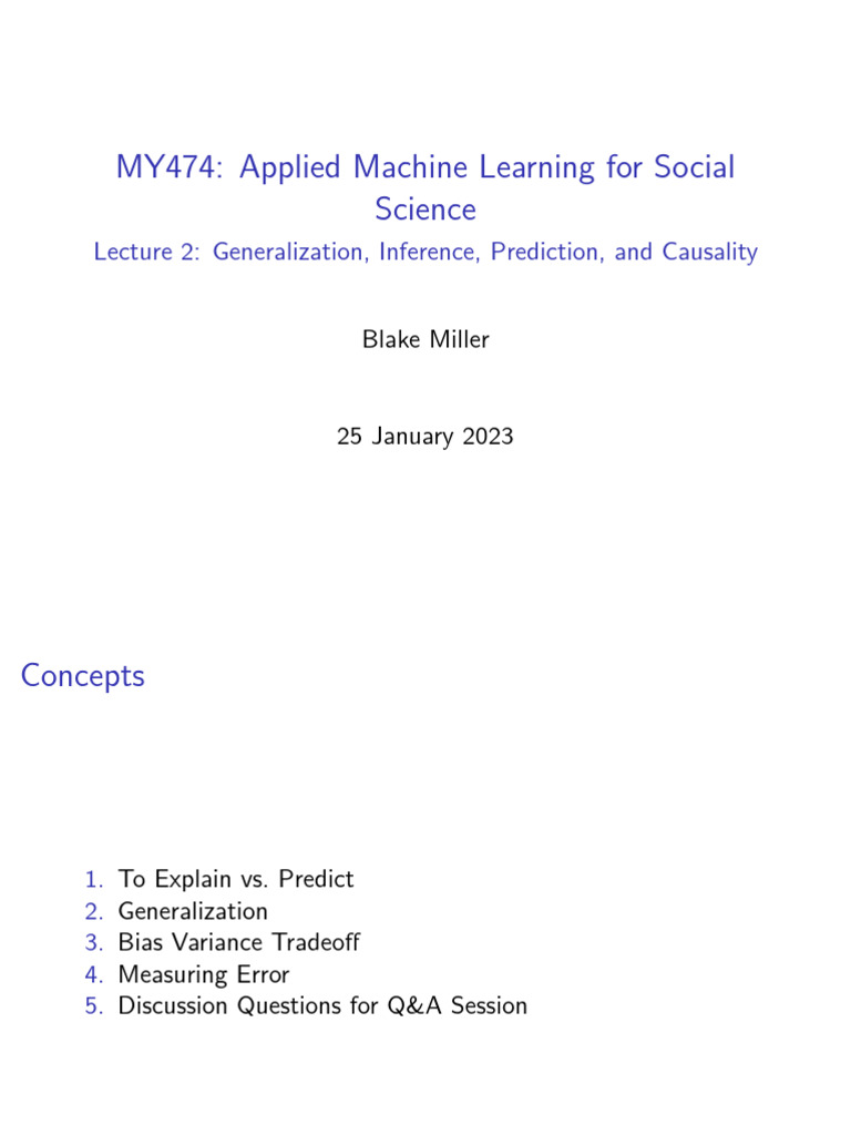 2023 LSE MY474 Applied Machine Learning Social Science, Lecture2 | PDF | Machine Learning ...
