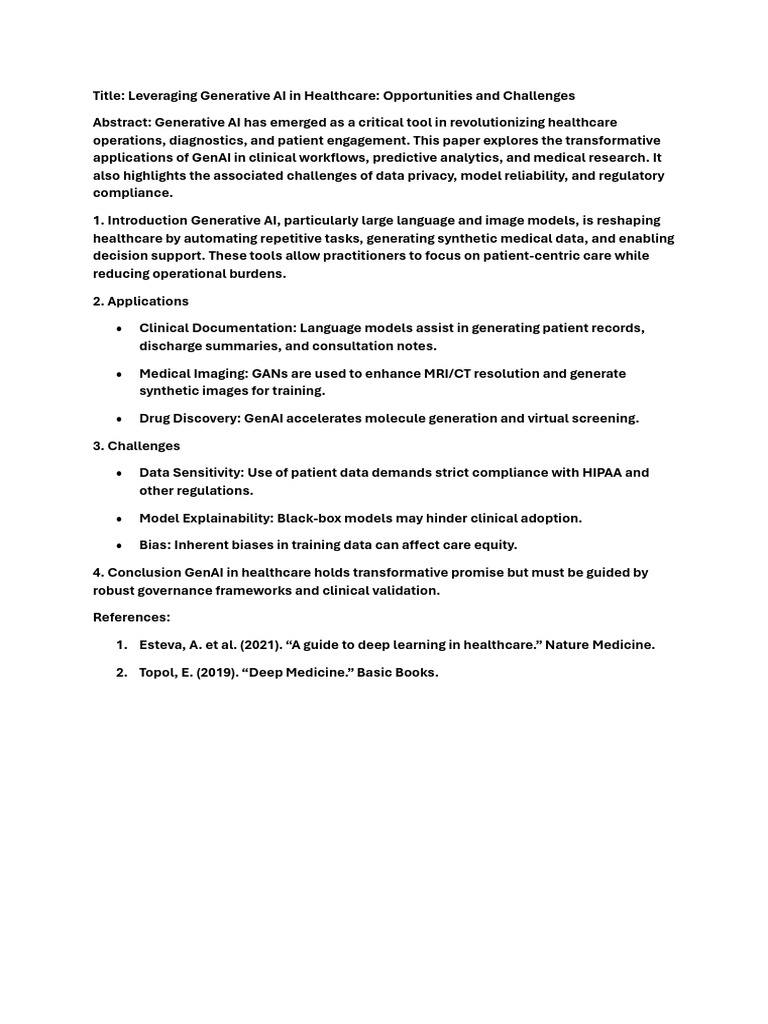 Opportunities and Challenges in GenAI | PDF