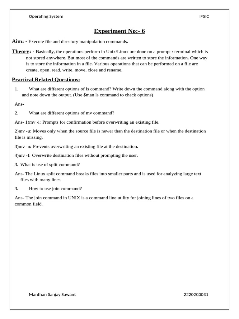 OSY Experiment No 06 22202C0031 | PDF | Computer File | Command Line Interface