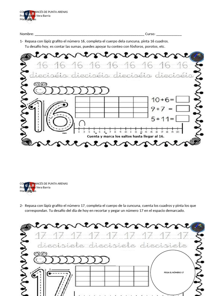 numeros del 16 al 30 final | PDF | Lápiz | Grafito